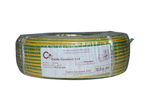 10MM Single Core Cable Yellow/ Green (90 MTR ROLL) – Thames Electrical