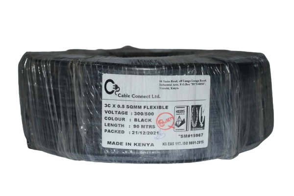 0.5MM X 3CORE Copper Round Flex Cable Black (90 MTR ROLL) – Thames ...