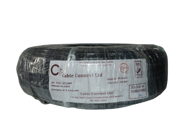 1MM X 3CORE Copper Round Flex Cable Black (90 MTR ROLL) – Thames Electrical