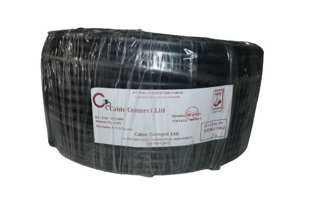 2.5MM X 3CORE Copper Round Flex Cable Black (90 MTR ROLL) – Thames ...