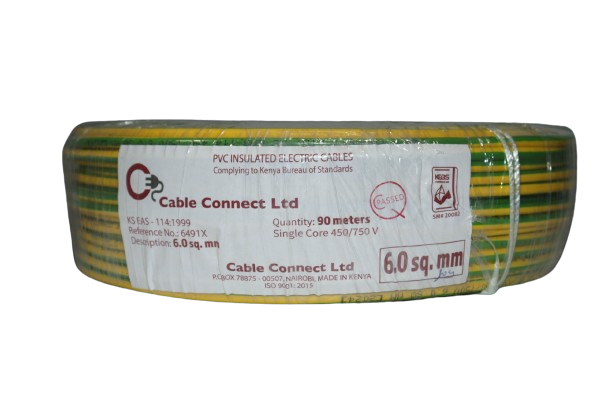 6MM Single Core Cable Yellow/ Green (90 MTR ROLL) – Thames Electrical