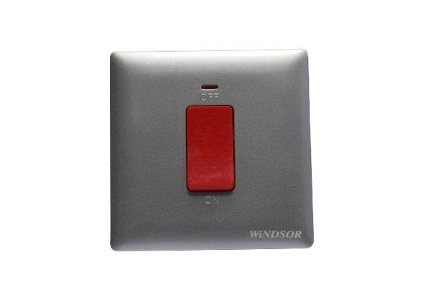 Windsor Innova Grey 1 Gang Double Pole Switch with Neon 45A - 91327GR ...