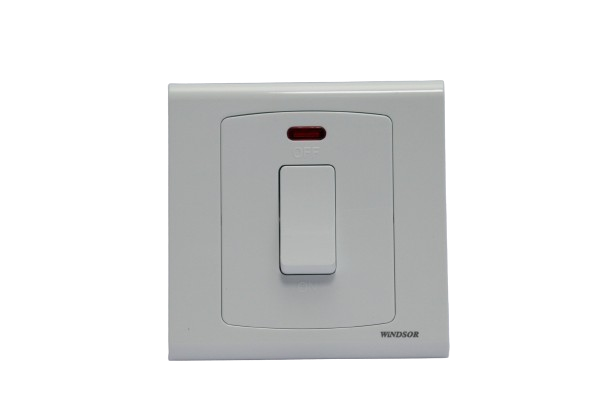 Windsor Royal Star White 20A 1 Gang Double Pole Switch with Neon Indic ...
