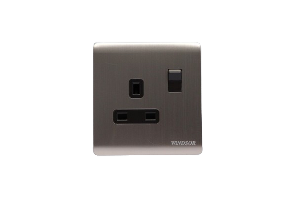 Windsor Metal Silk Gold 13A Single Switched Socket - MS405J – Thames ...
