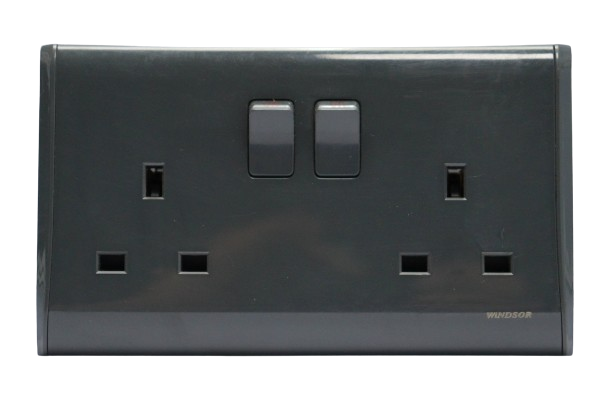 Windsor Pioneer Gun Metal 13A 2 Gang Switched Socket - P406DH – Thames ...