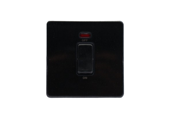 Windsor VIP Black 20A 1 Gang Double Pole Switch with Neon Indicator ...