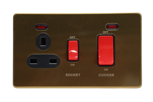 Windsor VIP Gold 45A Cooker Control Unit and Socket with Neon Indicato ...