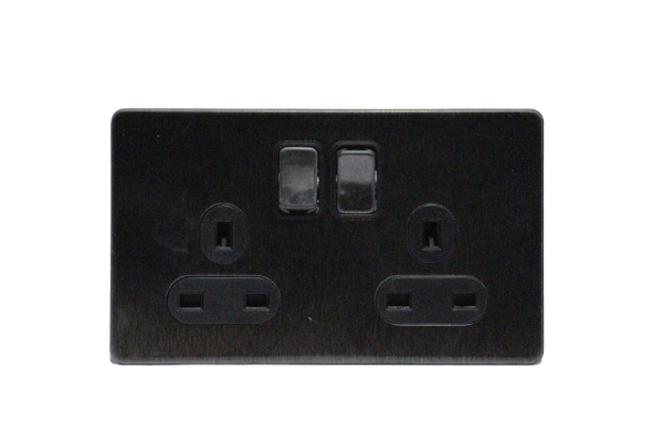 Windsor VIP Black 13A 2 Gang Switched Socket, Single Pole - VC406GB ...