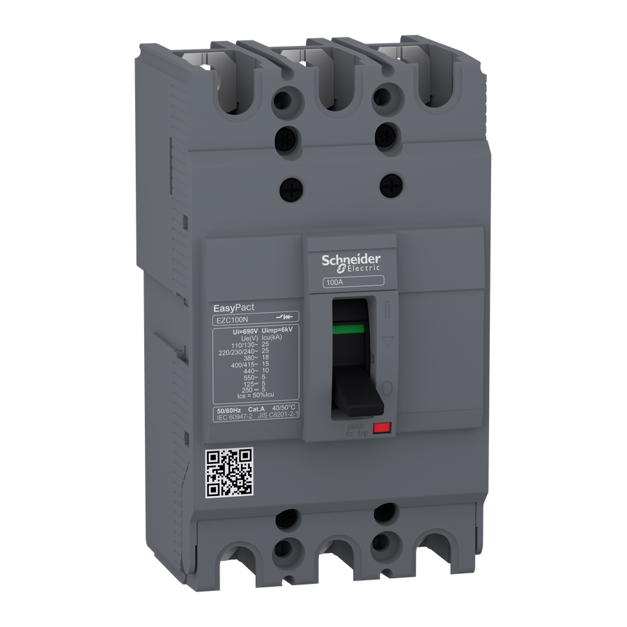 Schneider MCCB - 100A 3-Pole, 18kA Breaker for Reliable Circuit Protec ...