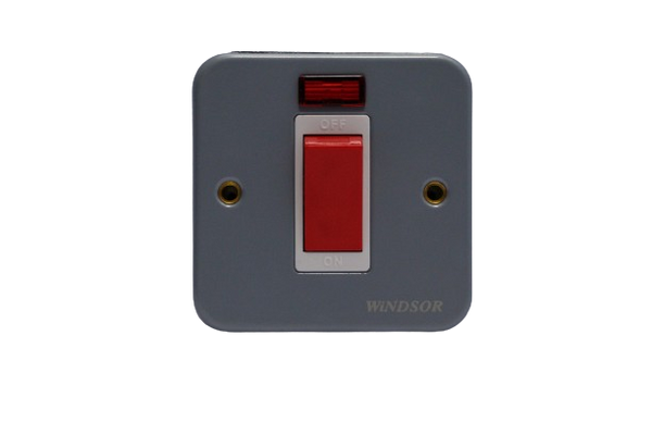 Windsor Metallic 45A 1 Gang Double Pole Switch with Neon Indicator - M ...